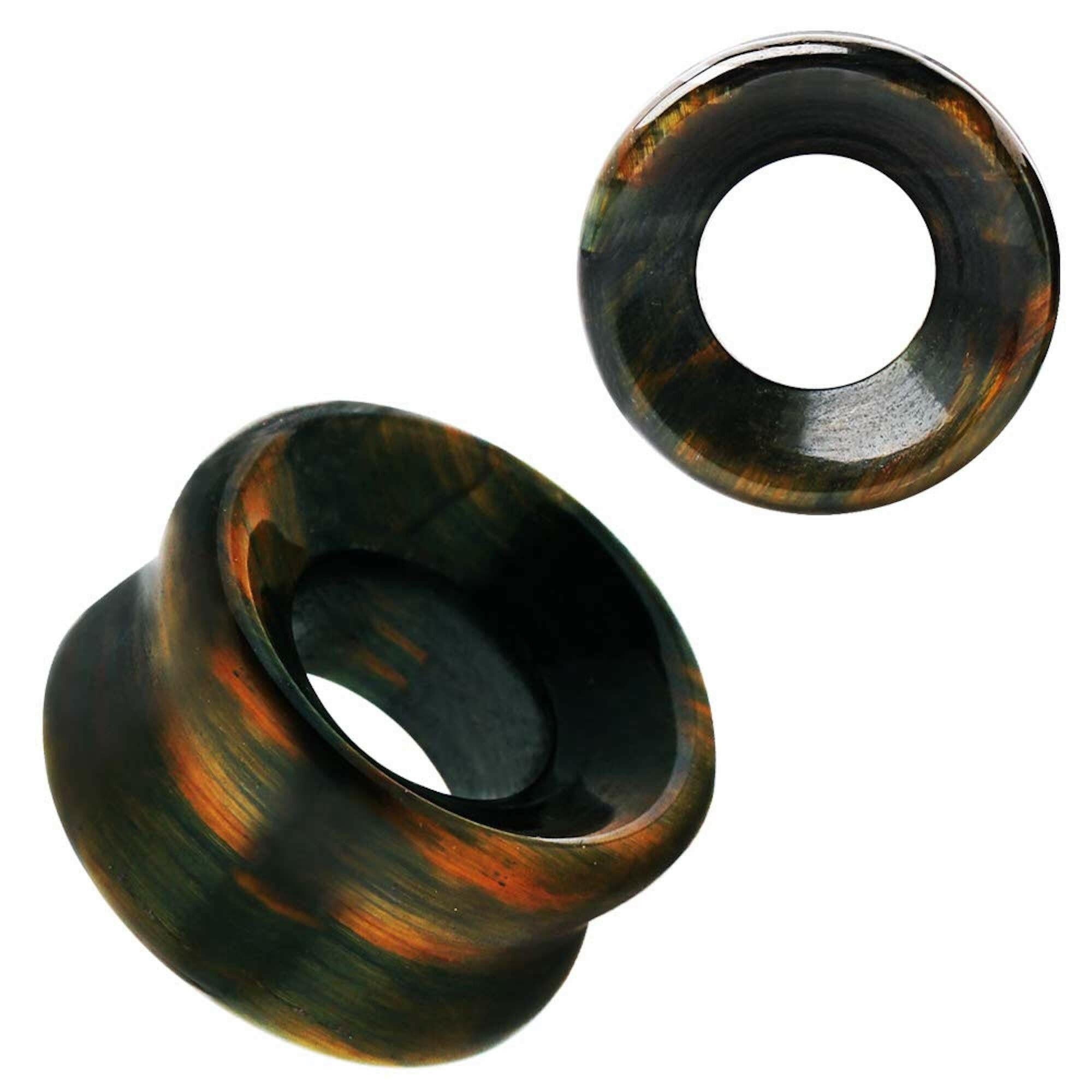 Natural Blue Tiger Eye Stone Double Flare Tunnel Plug - Walmart.com