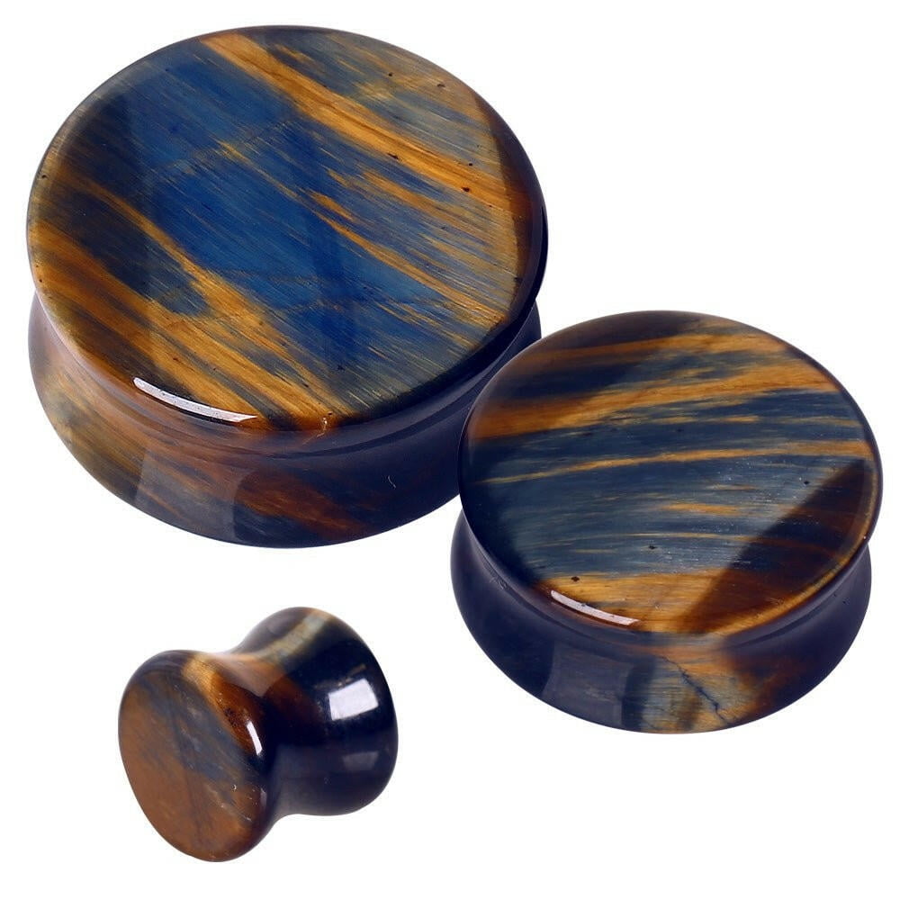 Natural Blue Tiger Eye Stone Saddle Plug - Walmart.com