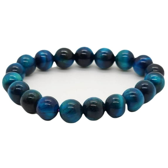 Natural Blue Tigers Eye 10mm Round Shape Smooth Cut Beads Stretchable ...