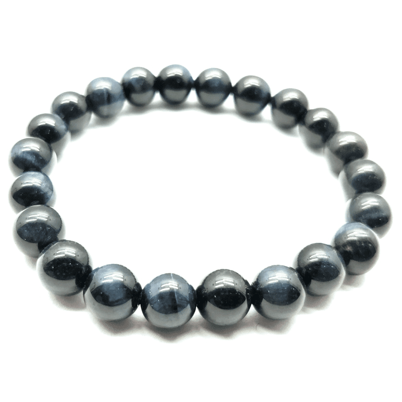 Natural Blue Tigers Eye 8mm Round Shape Smooth Cut Beads Stretchable ...