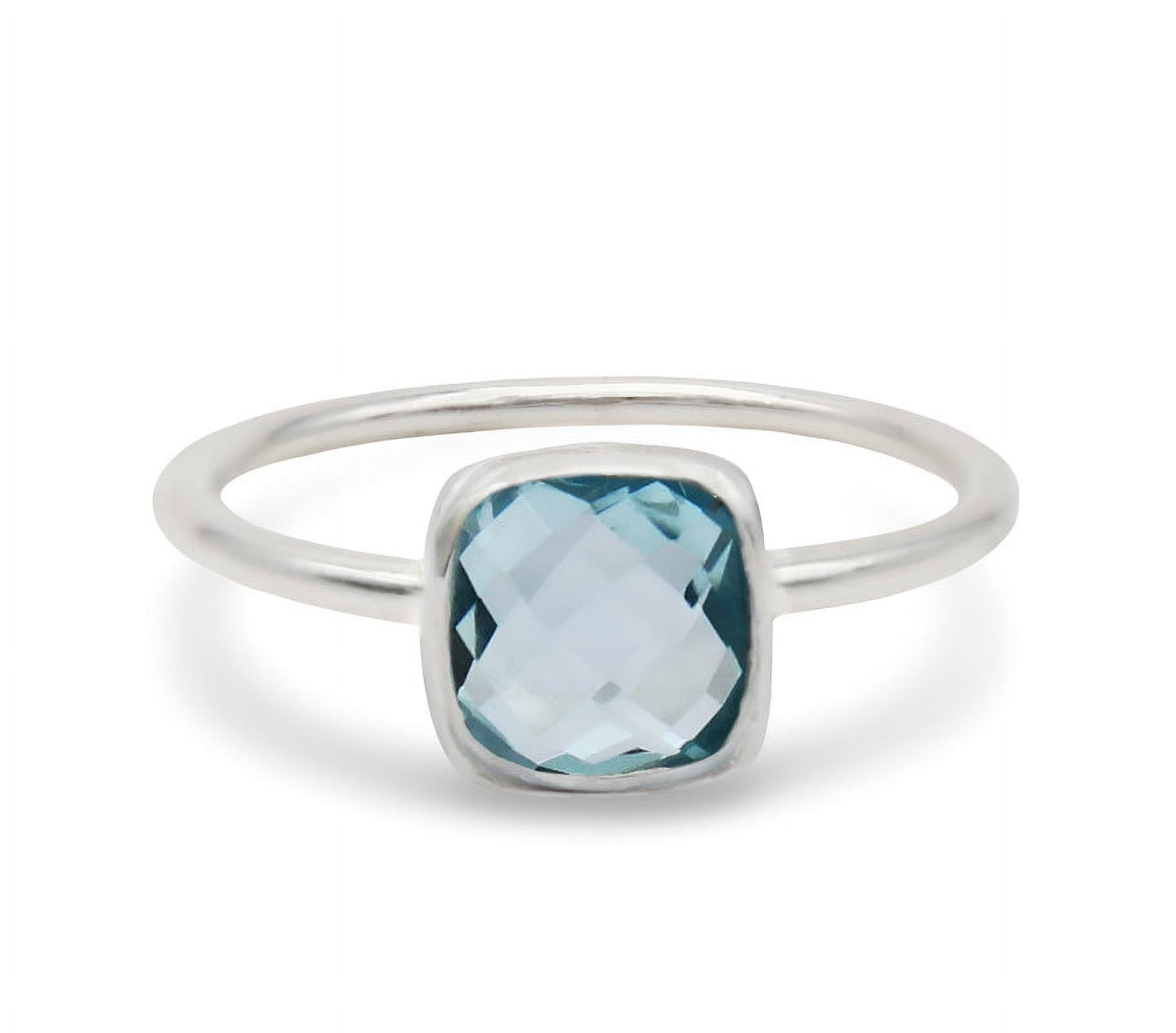 Natural Blue Topaz Ring-December Birthstone-Topaz Minimalist Ring-Blue ...