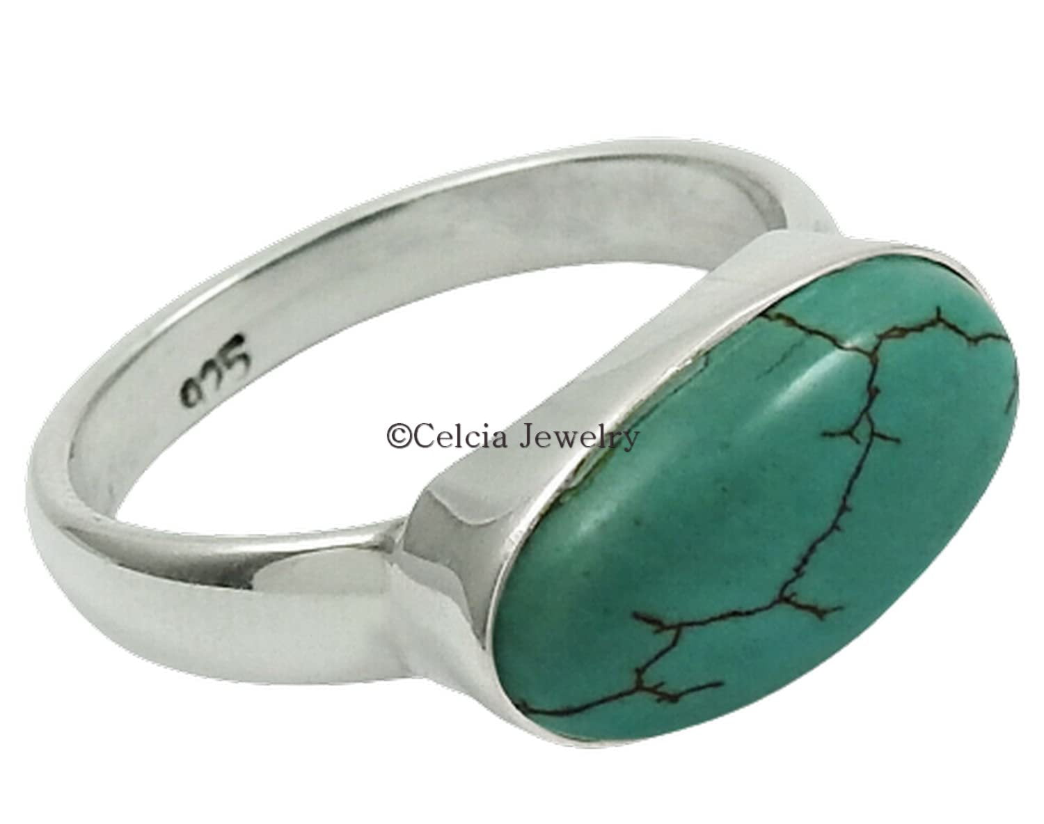 Natural Blue Turquoise Women's Ring, Solid 925 Sterling Silver Ring ...