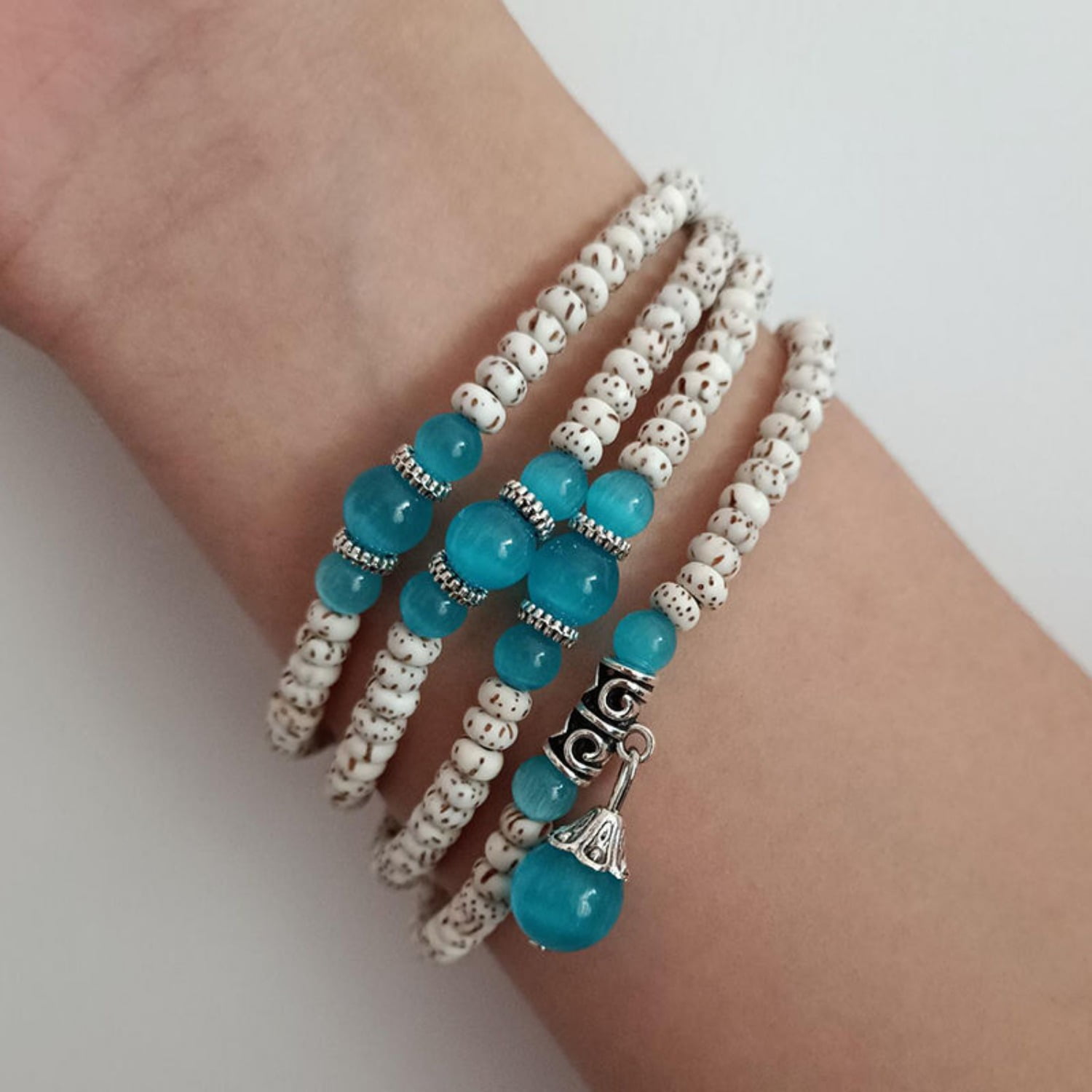 Natural Bodhi Buddhist Prayer Bracelet Mini Moon Star Beads Meditation ...
