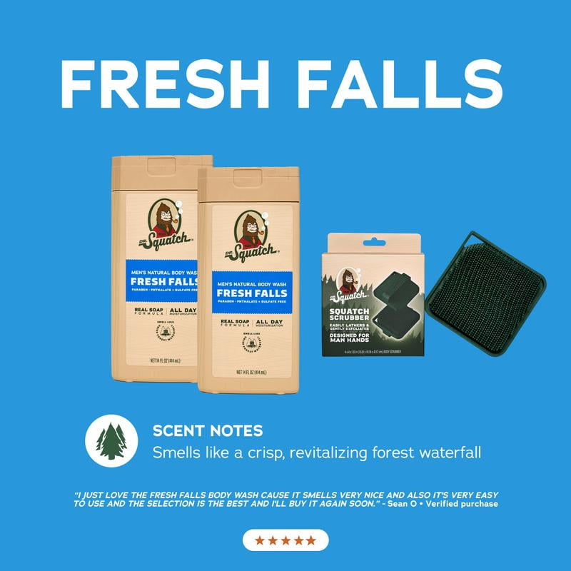 Natural Body Wash 2-Pack + Scrubber - Dr. Squatch - Walmart.com