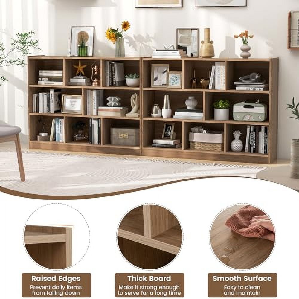 Natural Bookcase, 8 Cube Storage Organizer, 3 Tier Horizontal Bookshelf ...