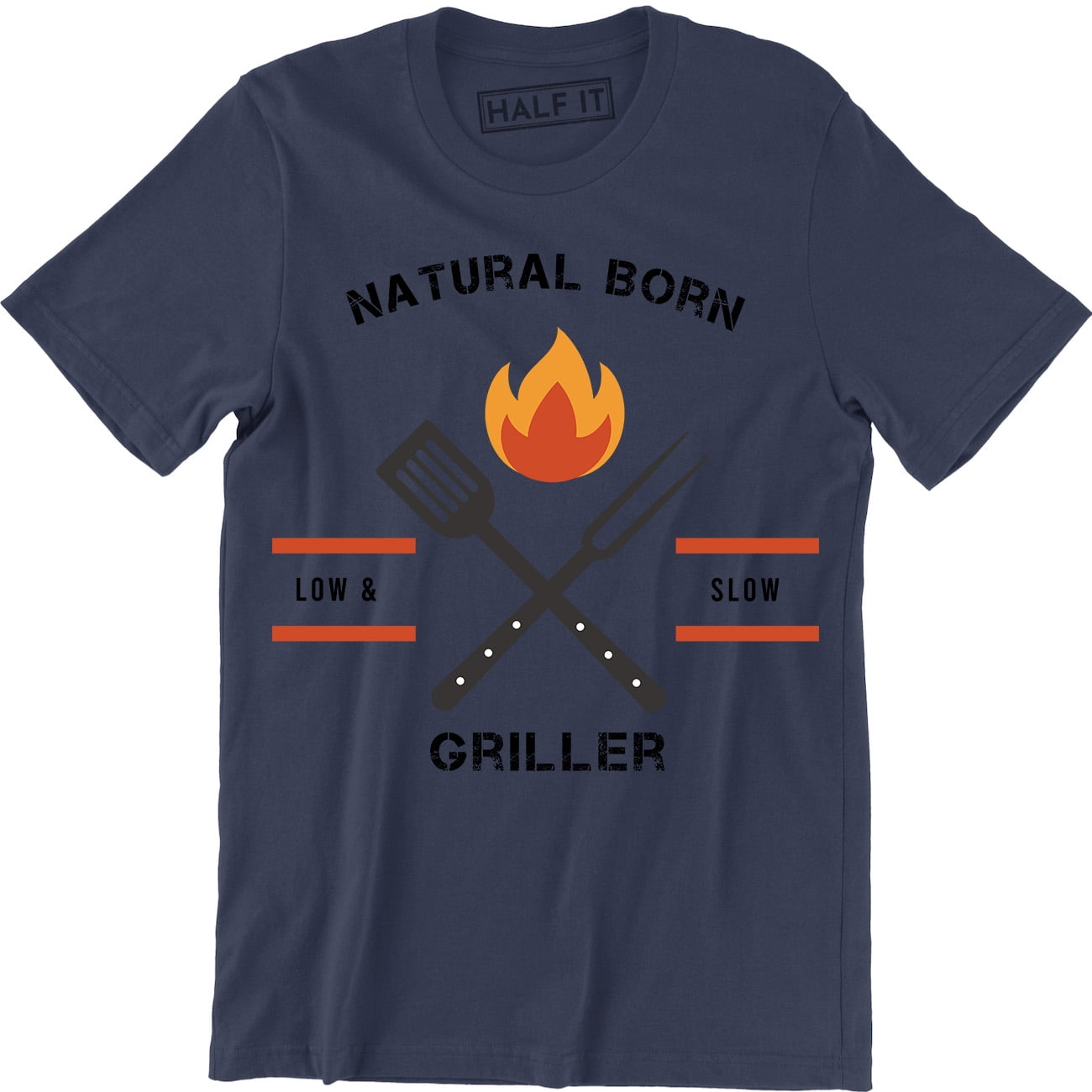 Natural Born Griller Funny Present BBQ Grilling Chief Men T-Shirt ...