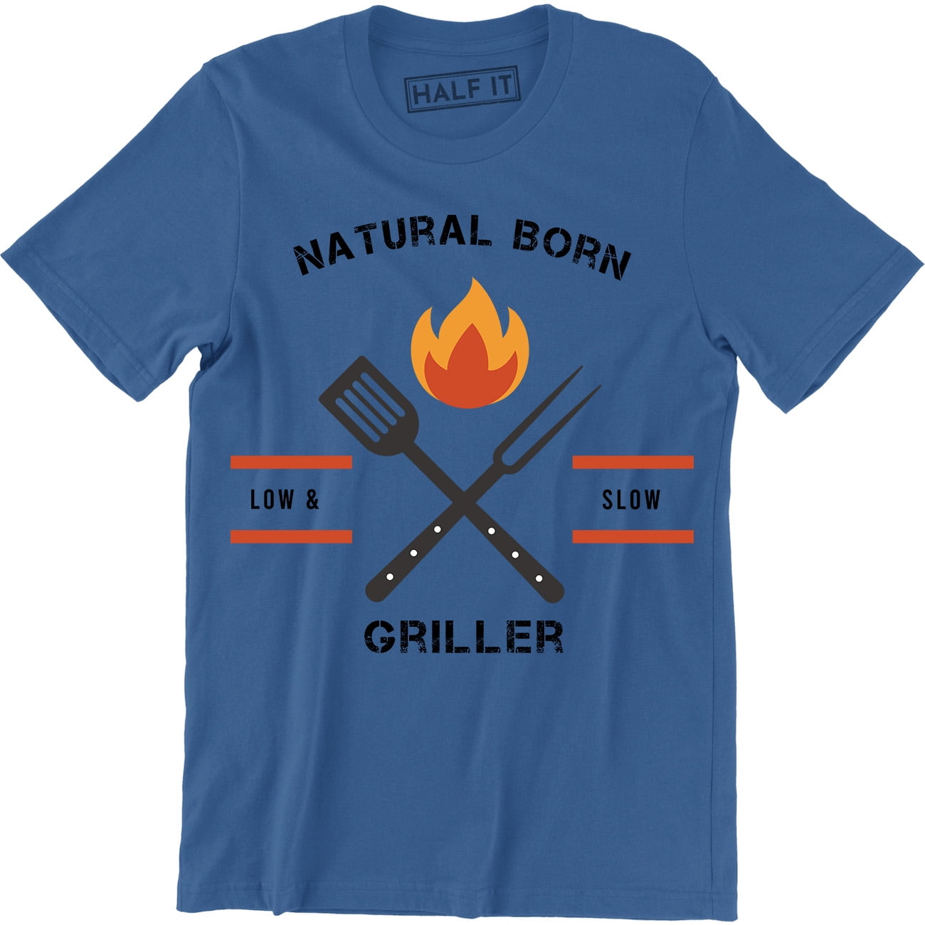 Natural Born Griller Funny Present BBQ Grilling Chief Men T-Shirt ...