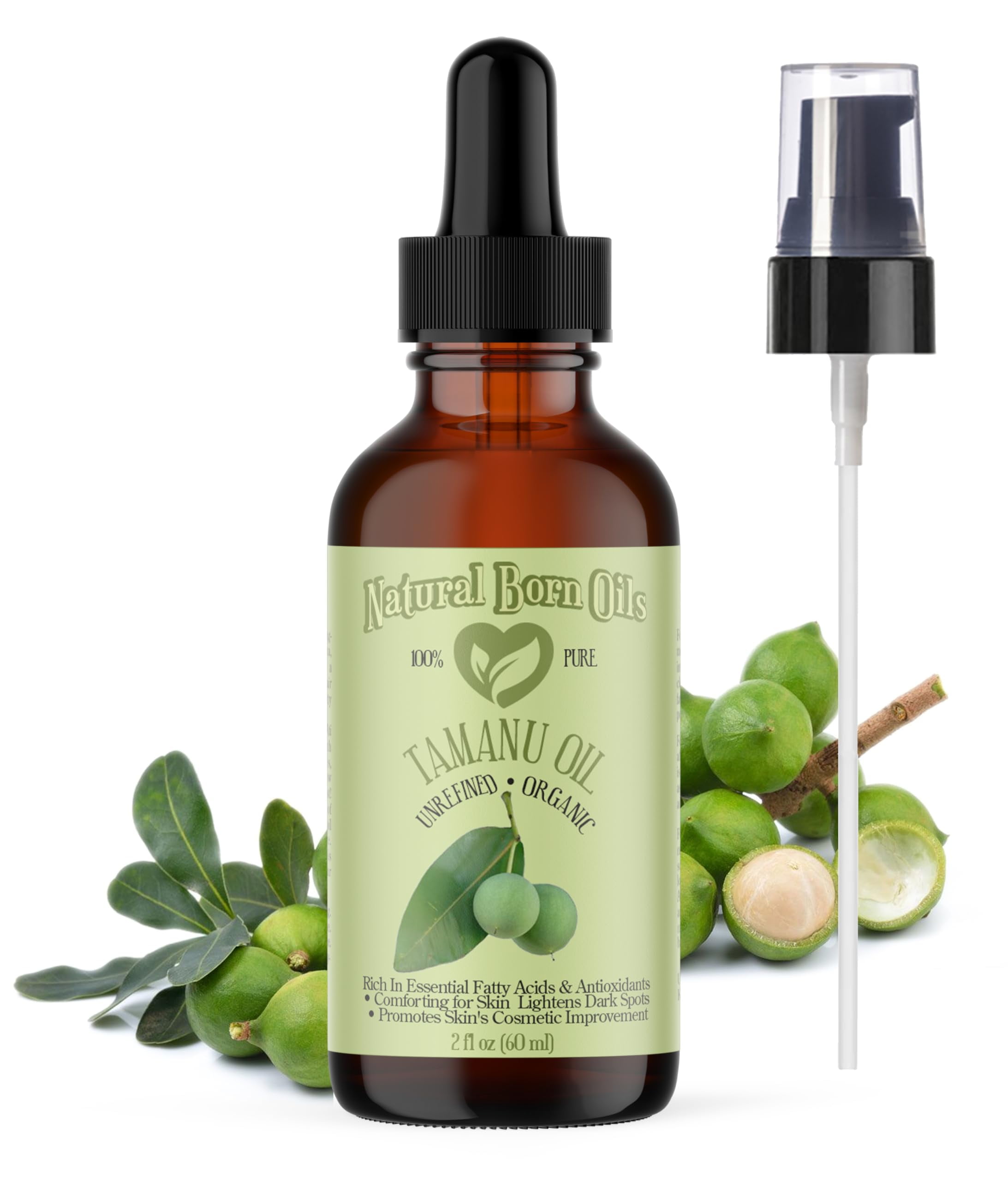 Natural Born Oils Tamanu Oil, 2oz, Organic, Cold-Pressed, High in Oleic ...