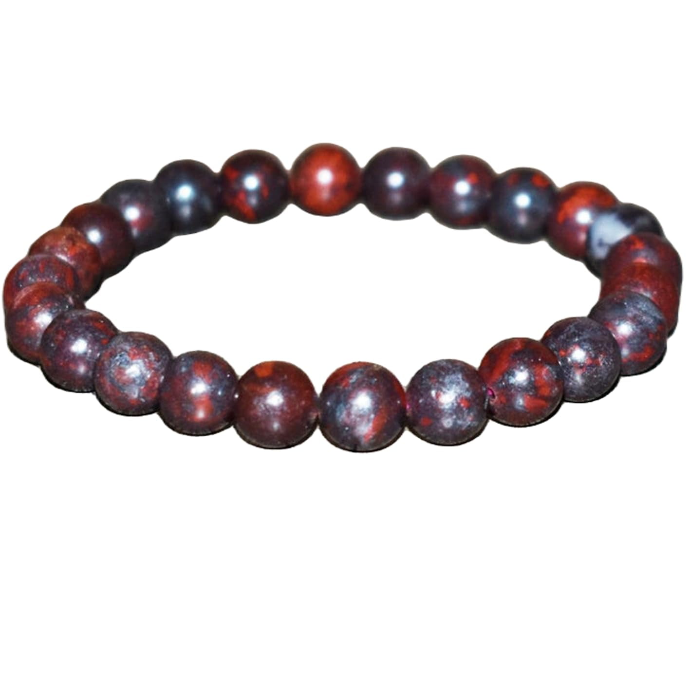 Natural Brecciated Jasper 8mm Round Shape Smooth Cut Beads Stretchable ...