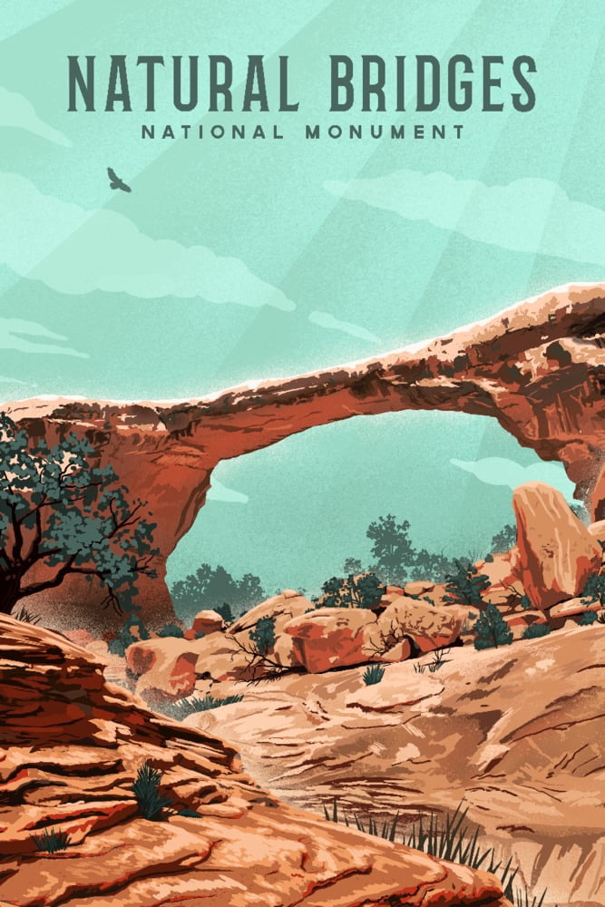 Natural Bridges National Monument, Utah, Lithograph (16x24 Giclee ...