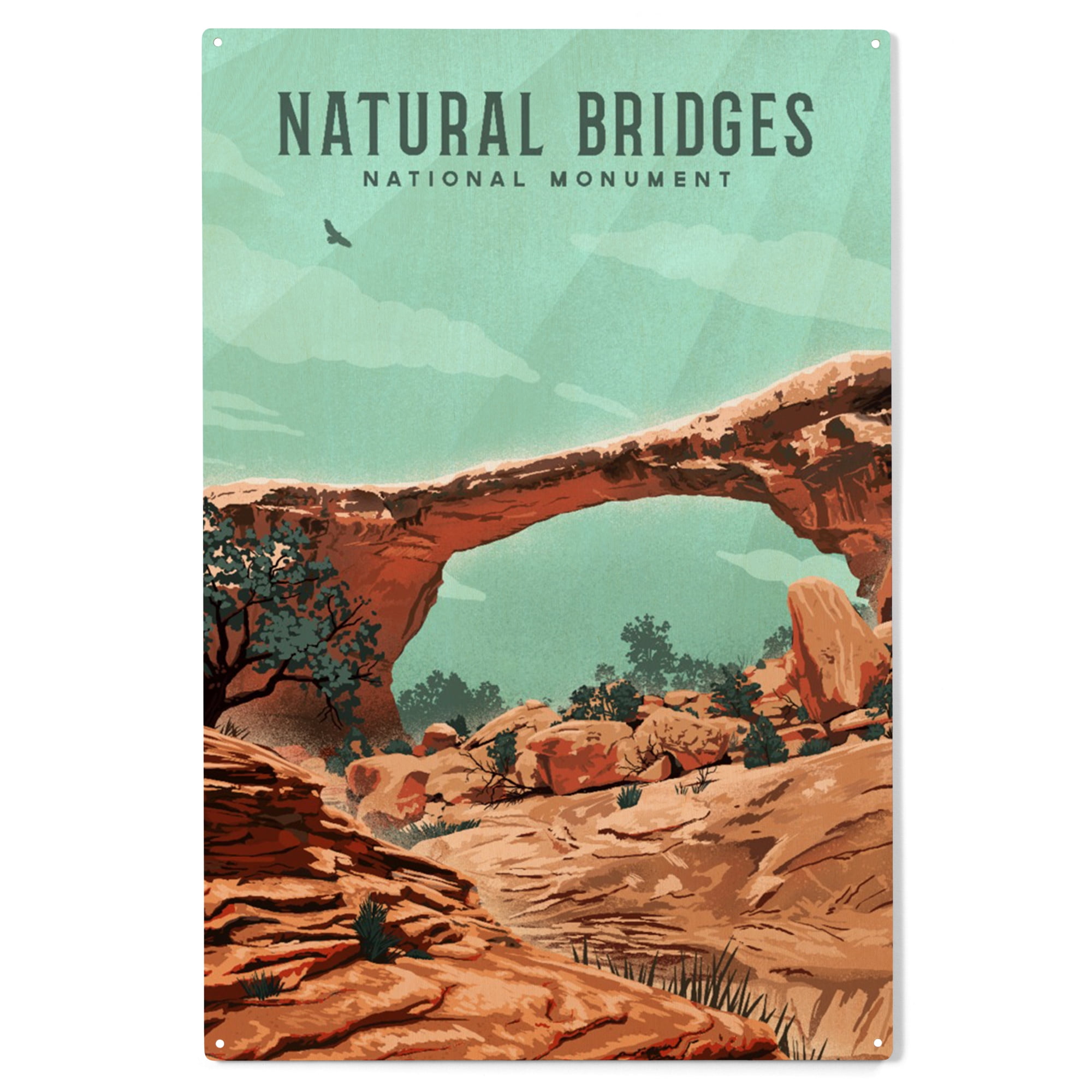 Natural Bridges National Monument, Utah, Lithograph Birch Wood Wall ...