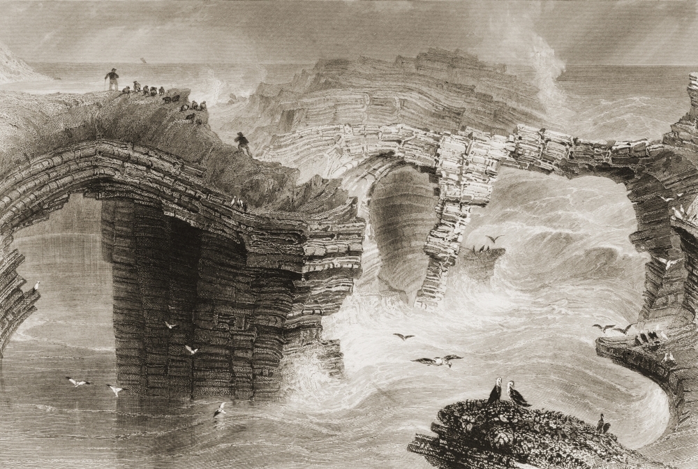 Natural Bridges Near Kilkee County Clare Ireland Drawn By WHBartlett ...