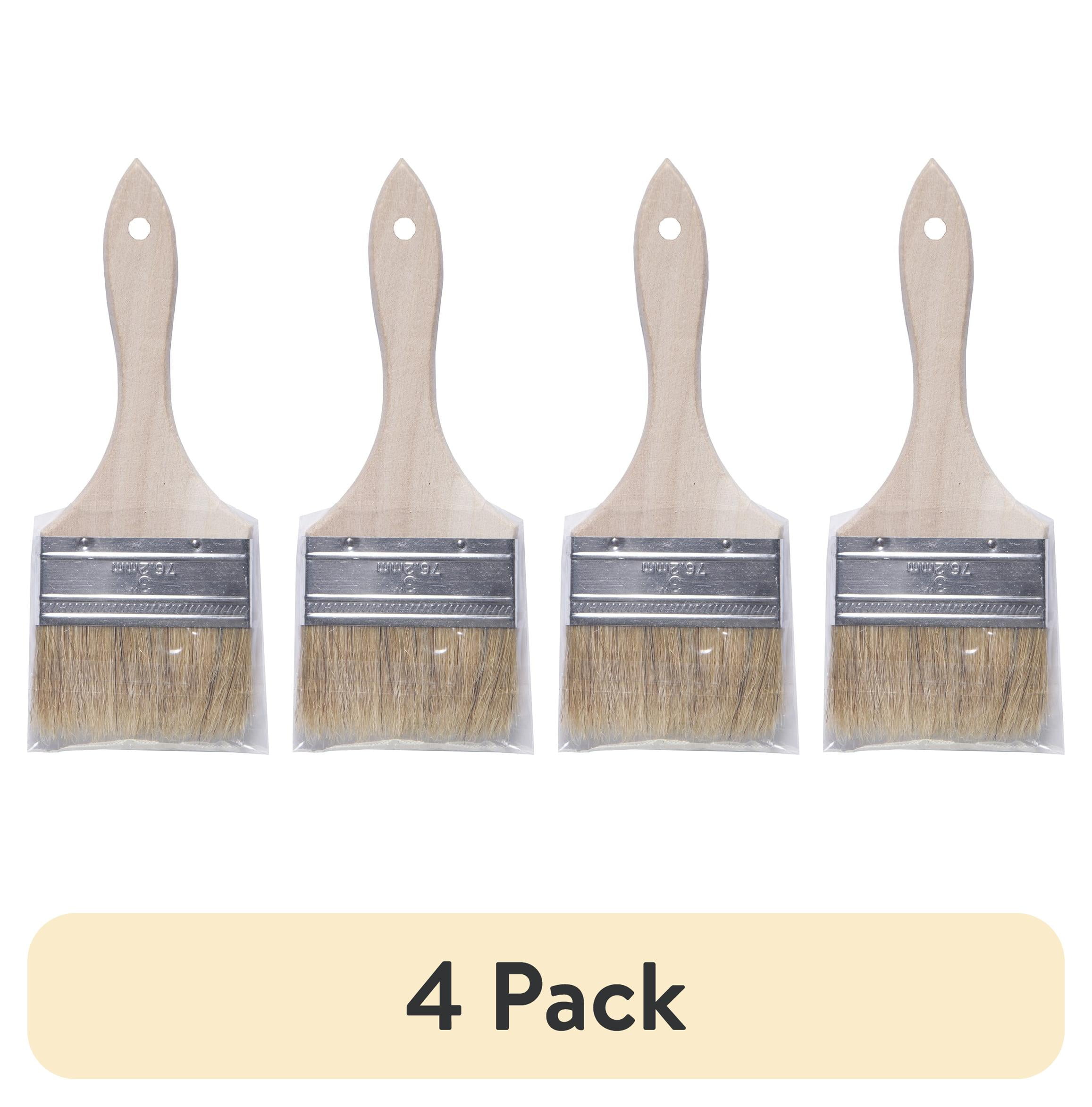 (4 pack) Natural Bristle Flat 3-in. Chip Household Paint Brush for ...