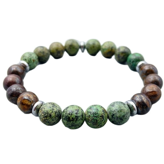 Natural Bronzite & African Turquoise 8mm Round Shape Smooth Cut Beads ...