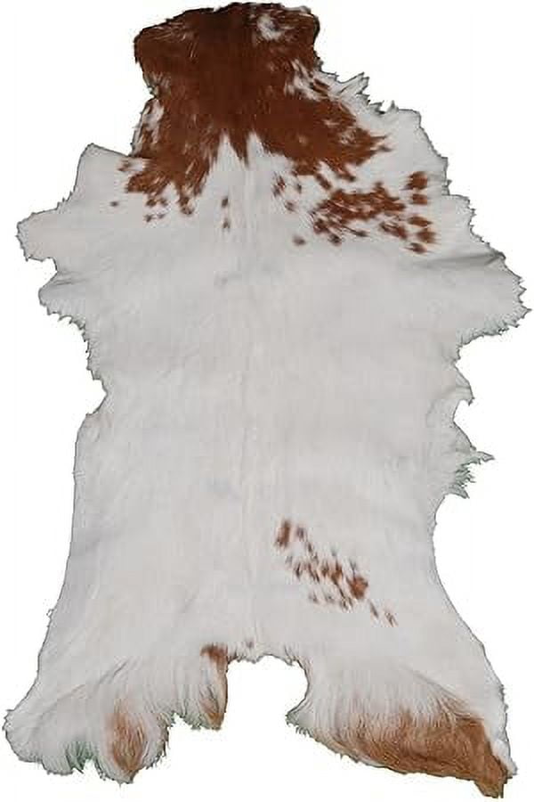 Natural Brown and White Goat Hide Rug | Premium Hair-On Leather Goat ...