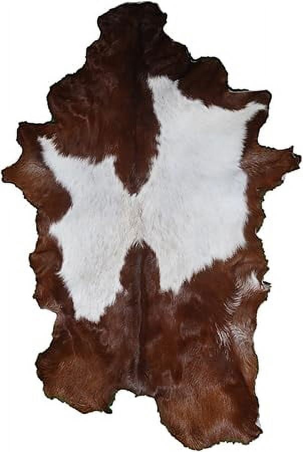 Natural Brown and White Goat Skin Rug | Premium Hair-On Leather for ...