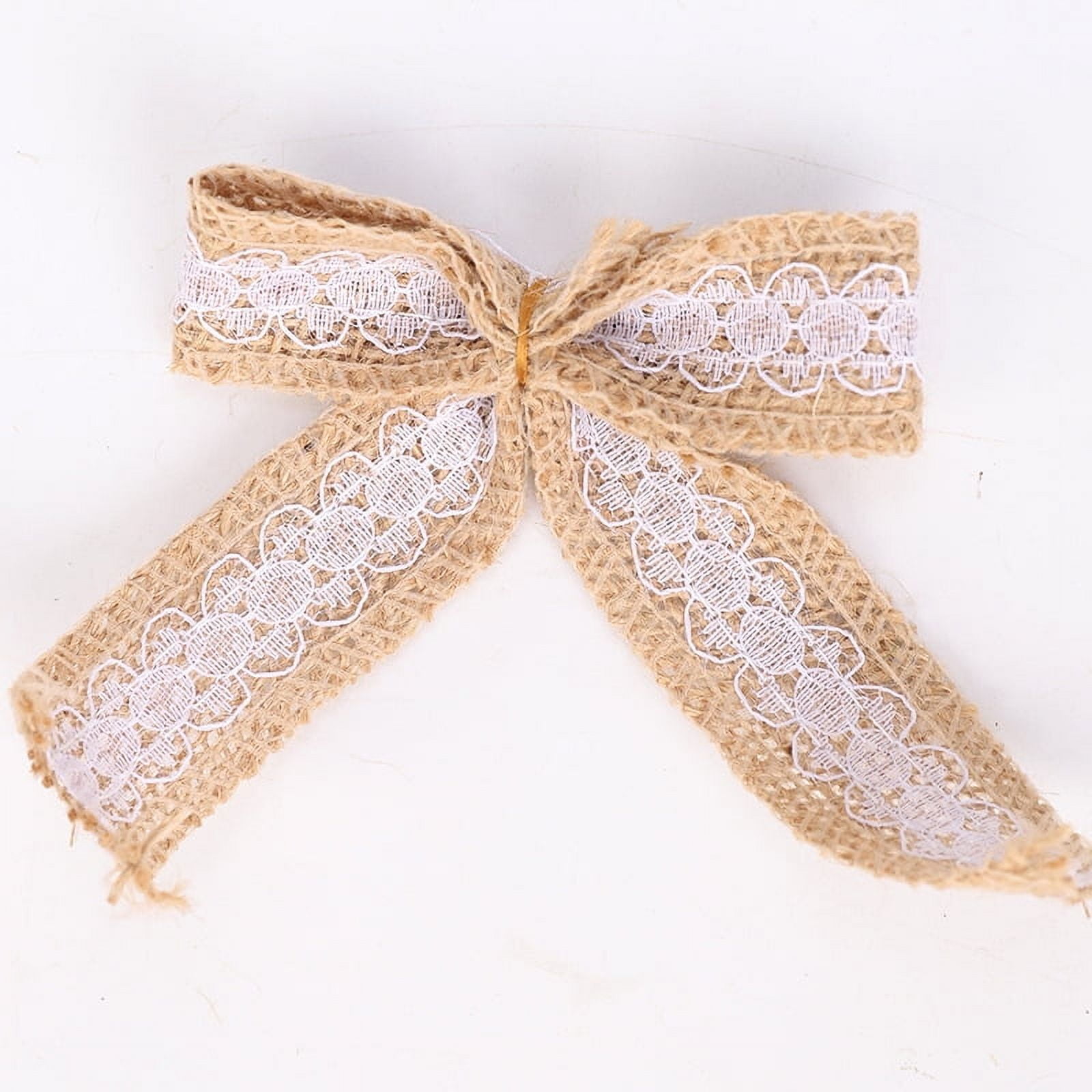 Natural Burlap Lace Bows 4.3 Inch Rustic Burlap Bows for Christmas Tree ...