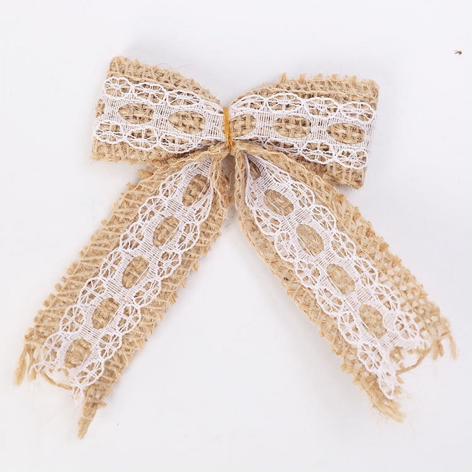 Natural Burlap Lace Bows 4.3 Inch Rustic Burlap Bows for Christmas Tree ...