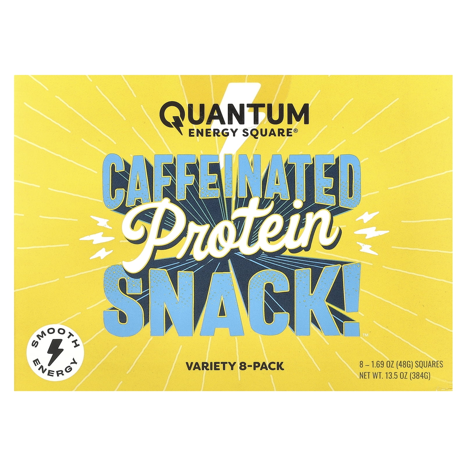 Quantum Energy Square Caffeinated Protein Snack, Variety , 8 Squares, 1 ...
