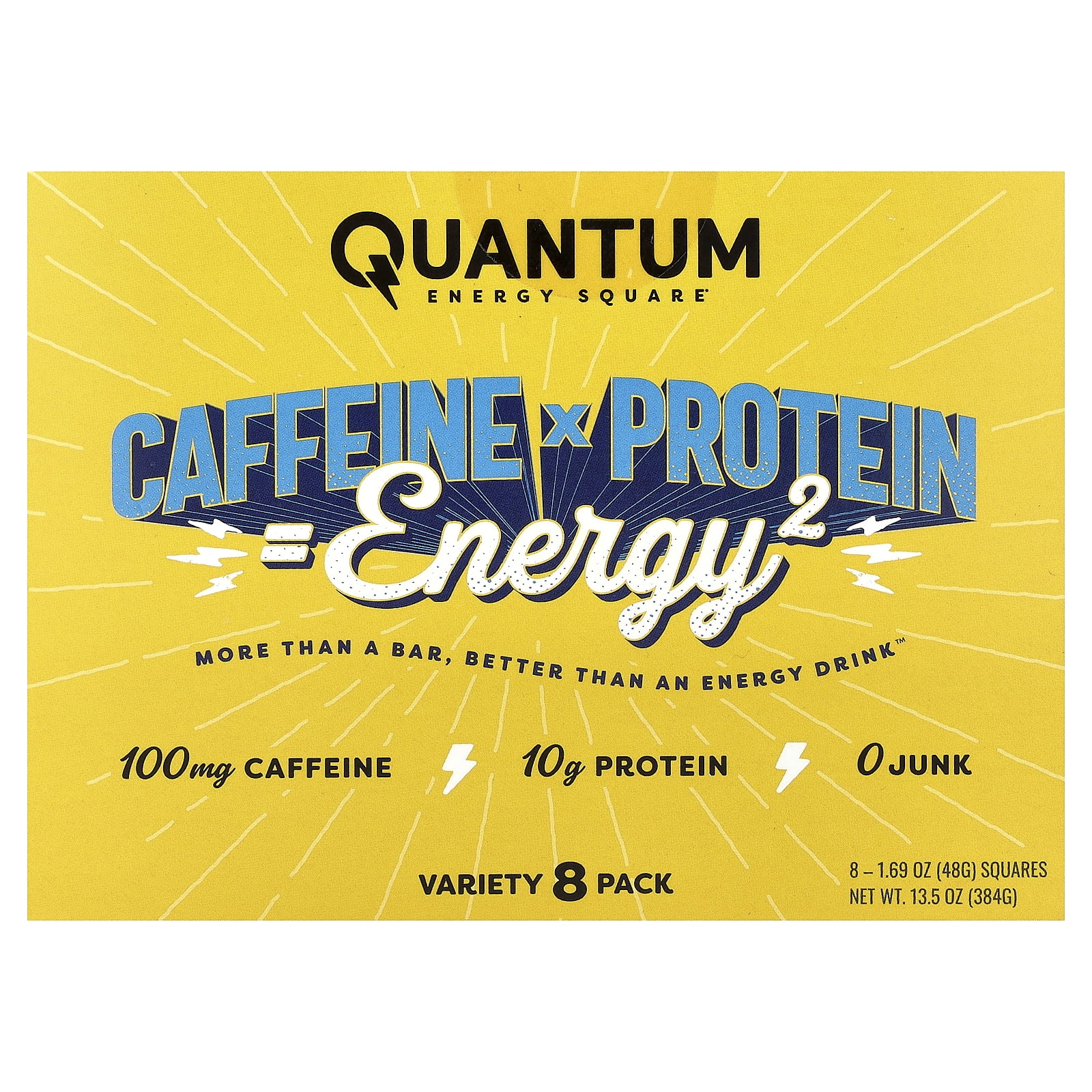 Quantum Energy Square Caffeine x Protein Snack, 8 Squares, 1.69 oz (48 ...