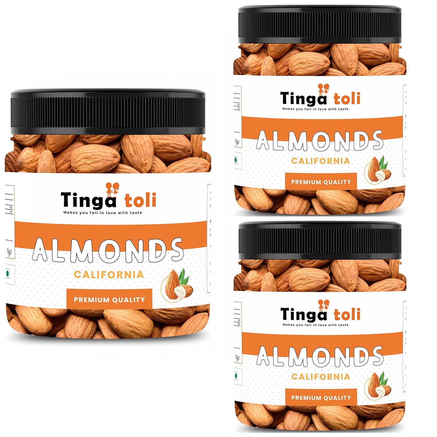 Natural California Almond By Tinga Toli 750gm, (250gm * Pack Of 3 ...