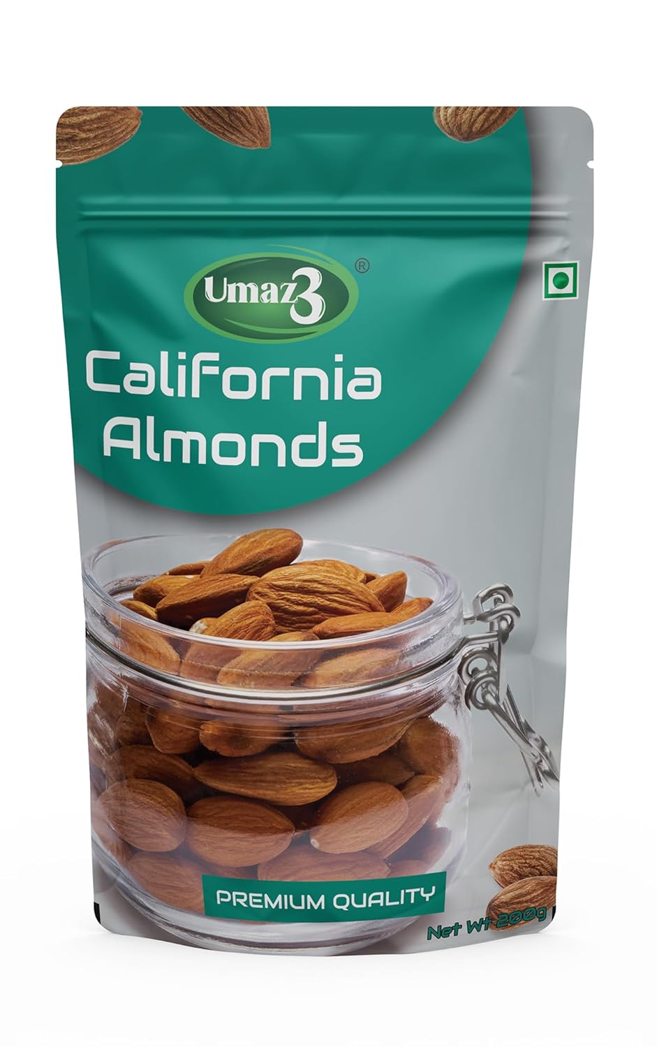 Natural California Almonds By Umaz3 200gm, | Nutritious & High In Fiber Crispy, Crunchy Whole ...