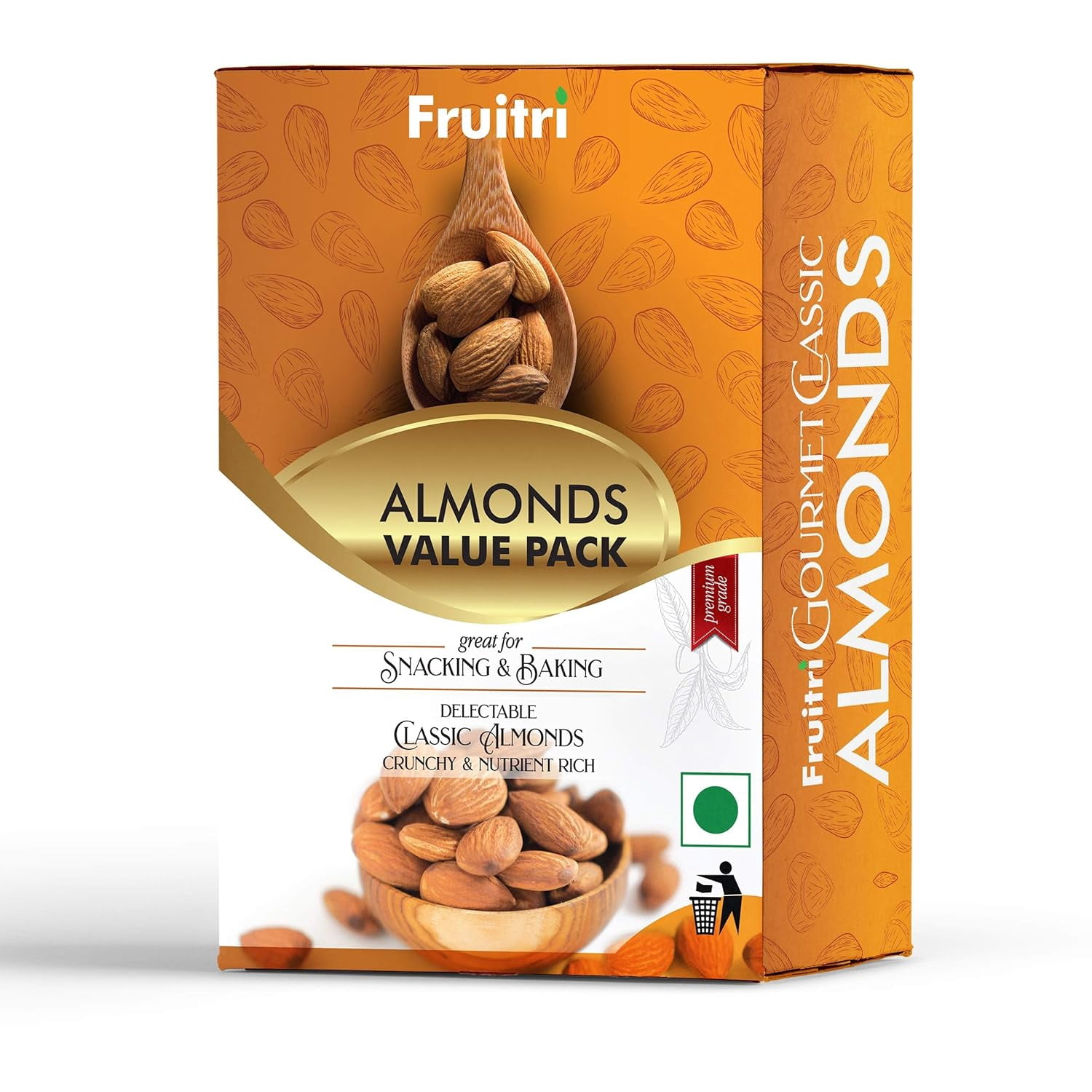 Natural California Almonds Kernels By Fruitri 500gm, | Rich In Protein ...