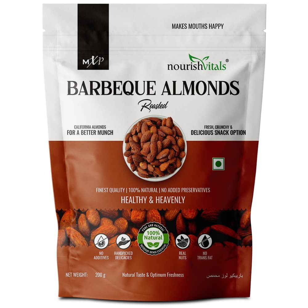 Natural California Barbeque Roasted Almonds By NourishVitals 200gm ...