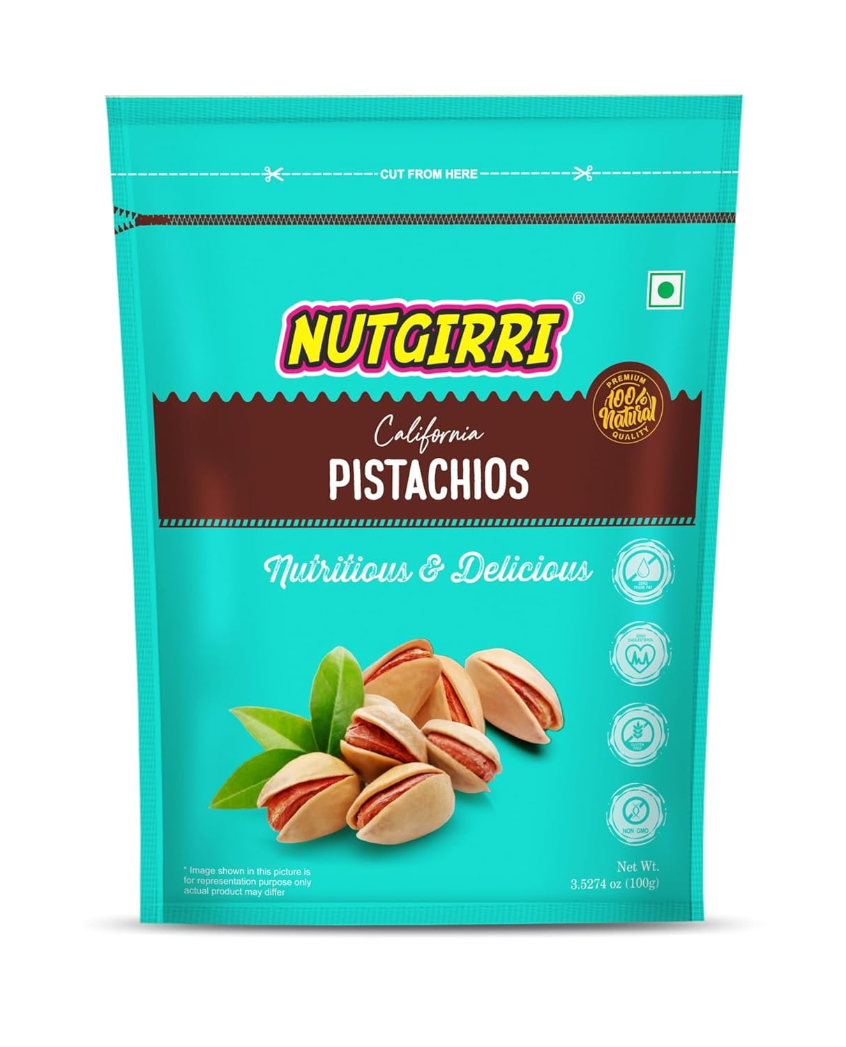 Natural California Pistachios By Nutgirri 100gm, | Rich In Protein ...