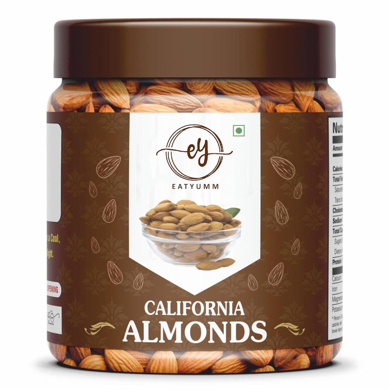 Natural California Whole Almonds By Eatyumm 500gm, | Rich In Protein ...