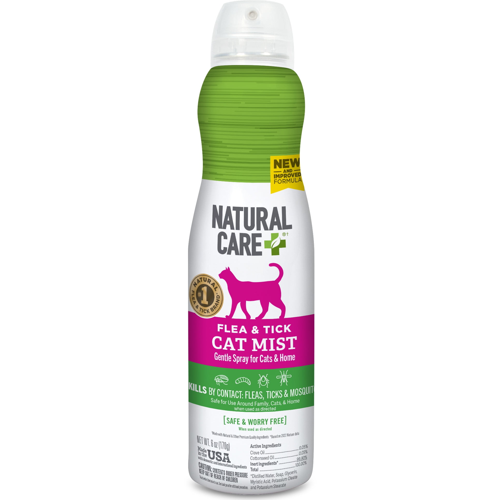 Natural Care Flea & Tick Spray for Cats - 6oz. - Walmart.com