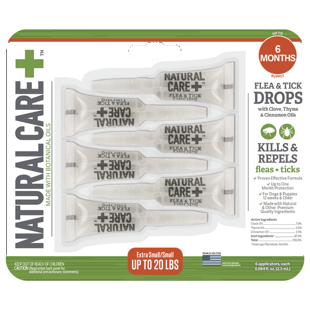 Natural Care Flea and Tick Spot-on Drops for Dogs - XS/S (up to 20lbs ...