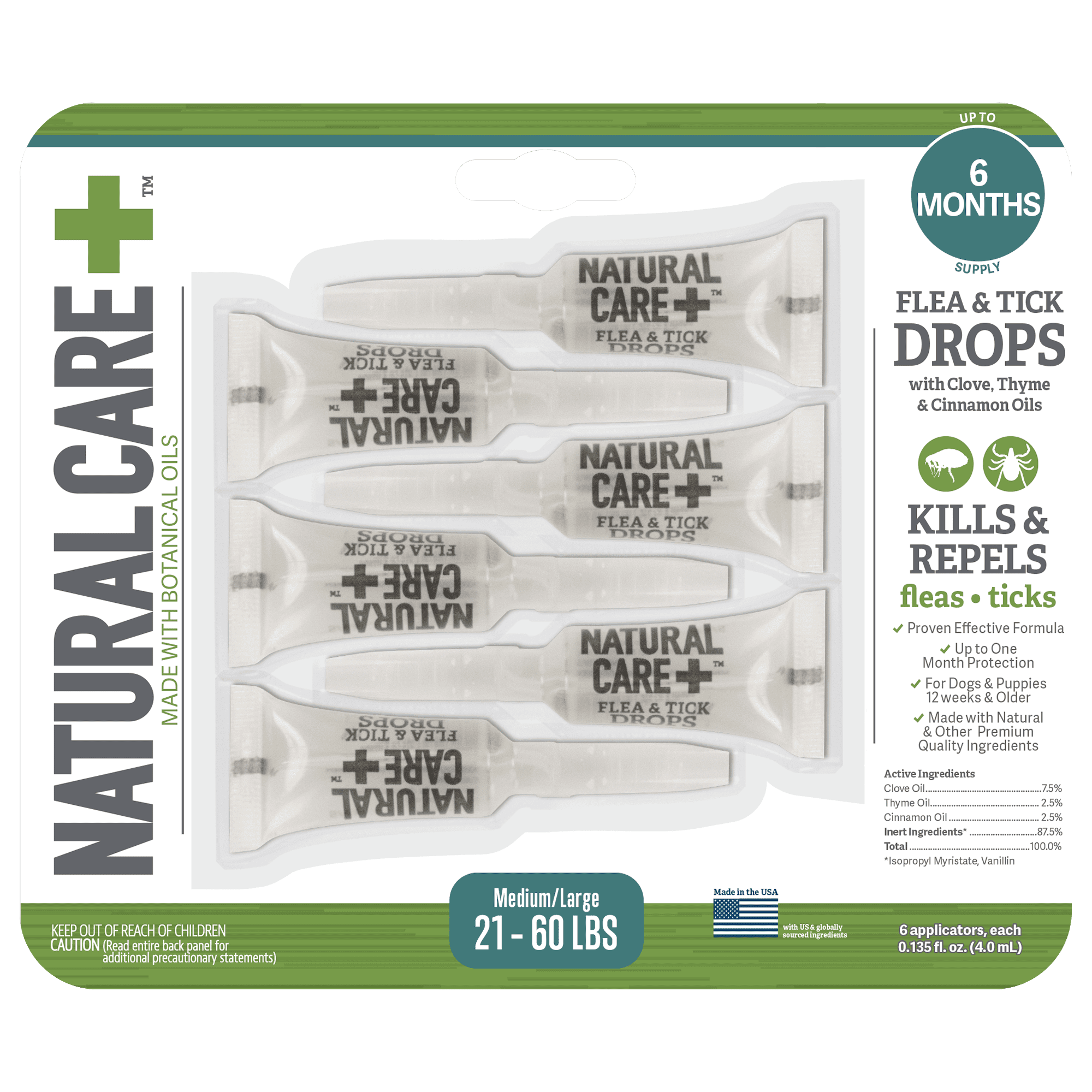 Natural Care Flea and Tick Drops - for Dogs 21-60 lbs. - Walmart.com