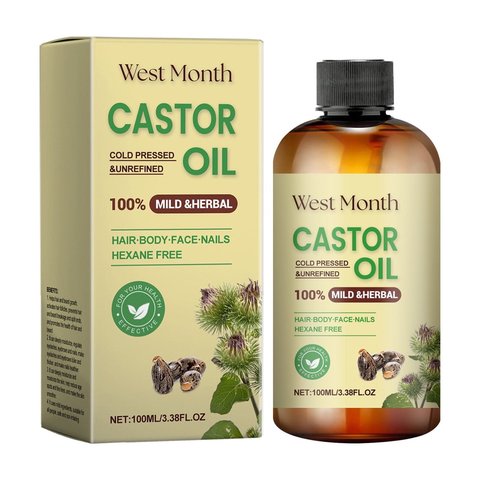 Natural Castor Oil for Eyelashes,Eyebrows,Hair Nails Nourishing ...