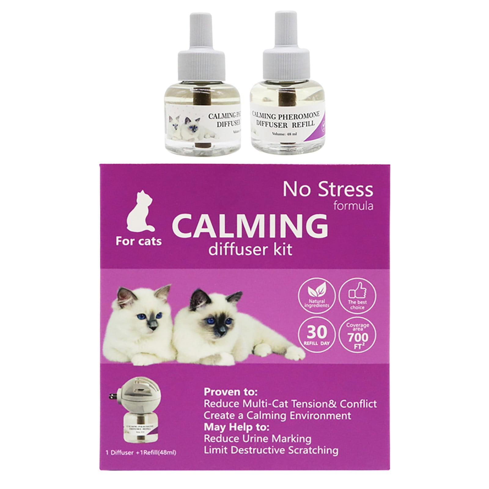Natural Cat Calming Pheromone Diffuser - Improved No-Stress Formula ...