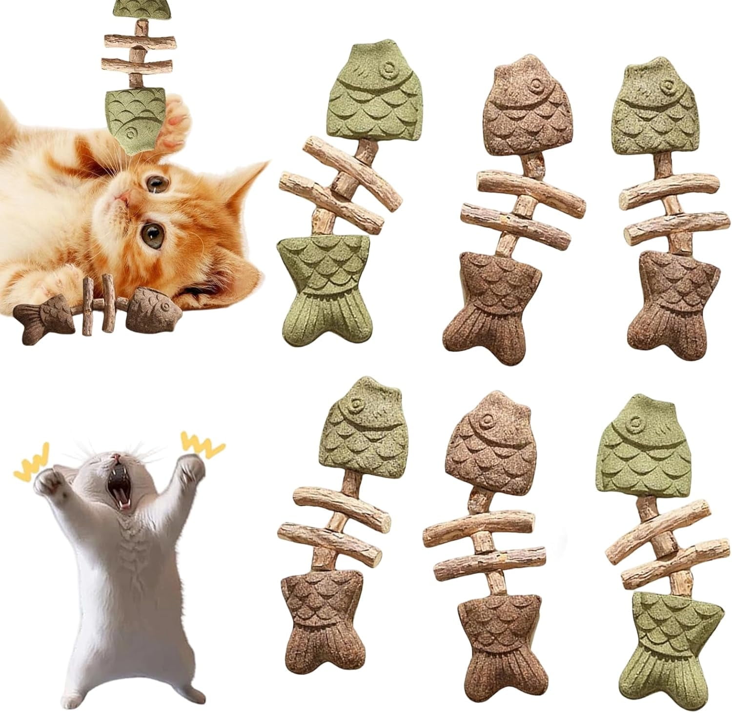 Natural Cat Dental Toy, Fishbone Catnip & Silvervine Chew Toy — Play ...