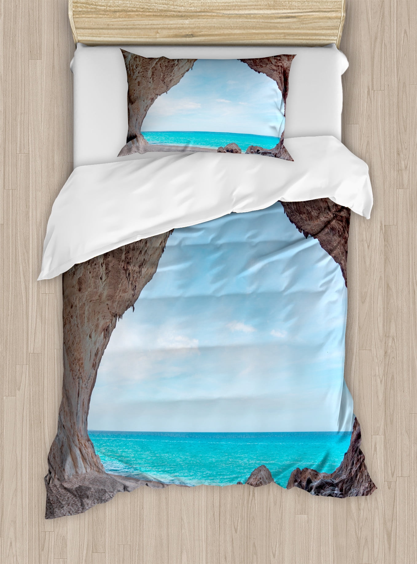 Natural Cave Duvet Cover Set, Dreamy Cara Luna Cave by the Ocean ...