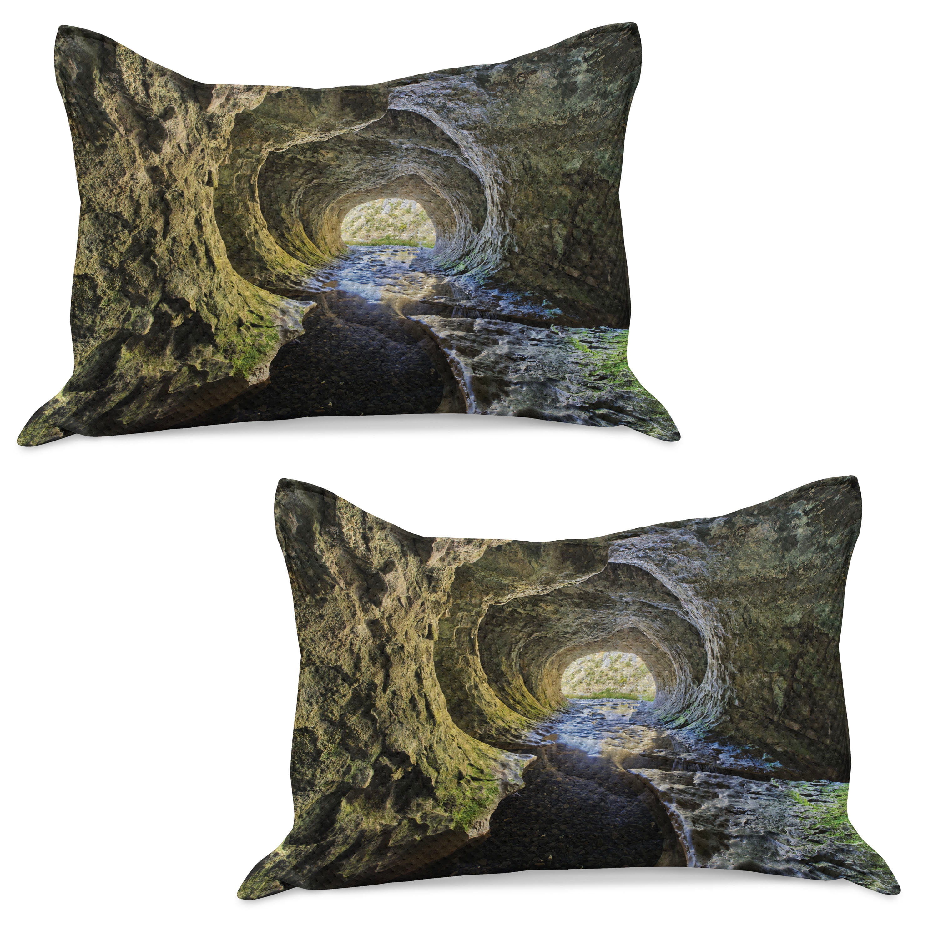 Natural Cave Knitted Quilt Pillowcover Set of 2, Buried Den Eroded ...