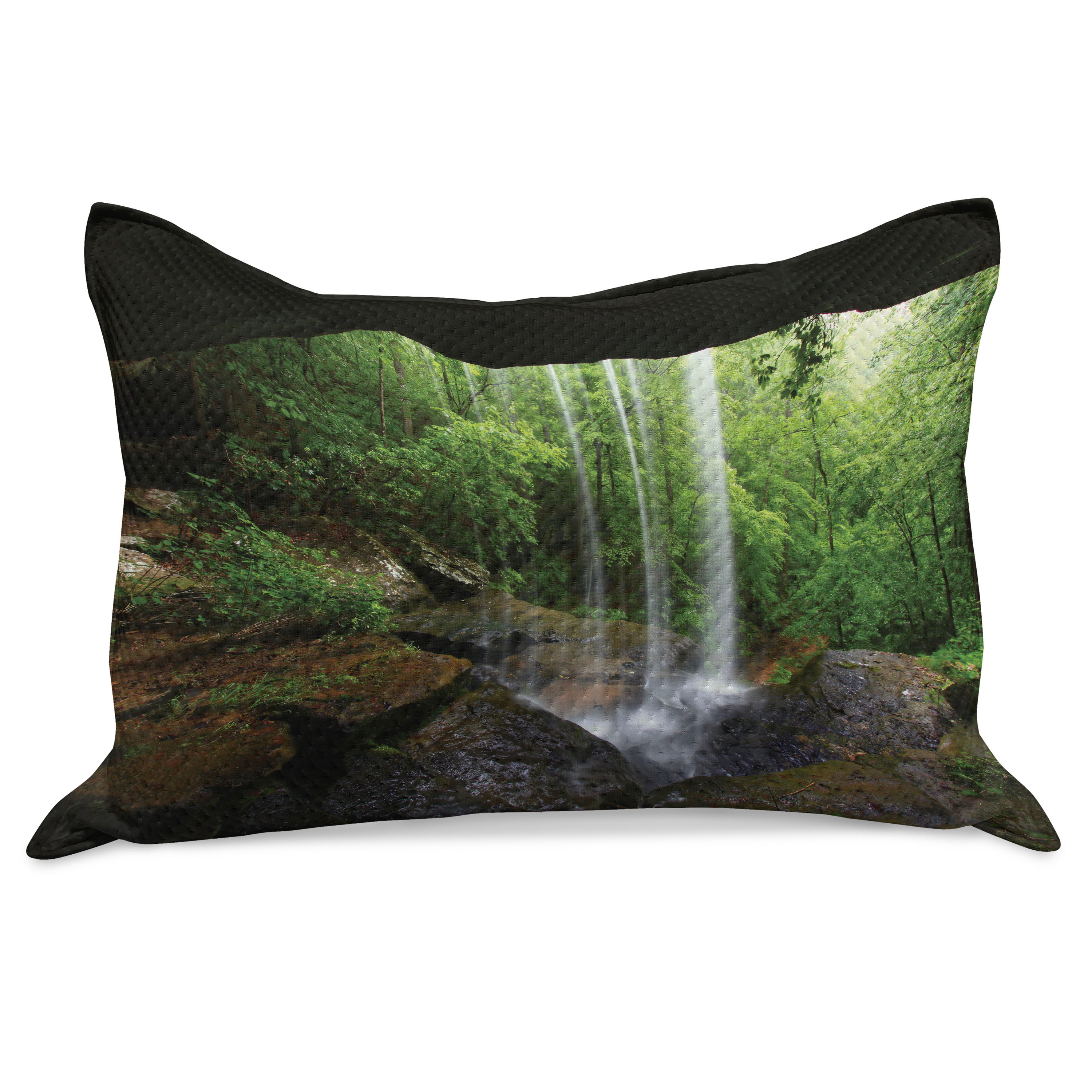 Natural Cave Knitted Quilt Pillowcover, Still Waterfall in the Forest ...