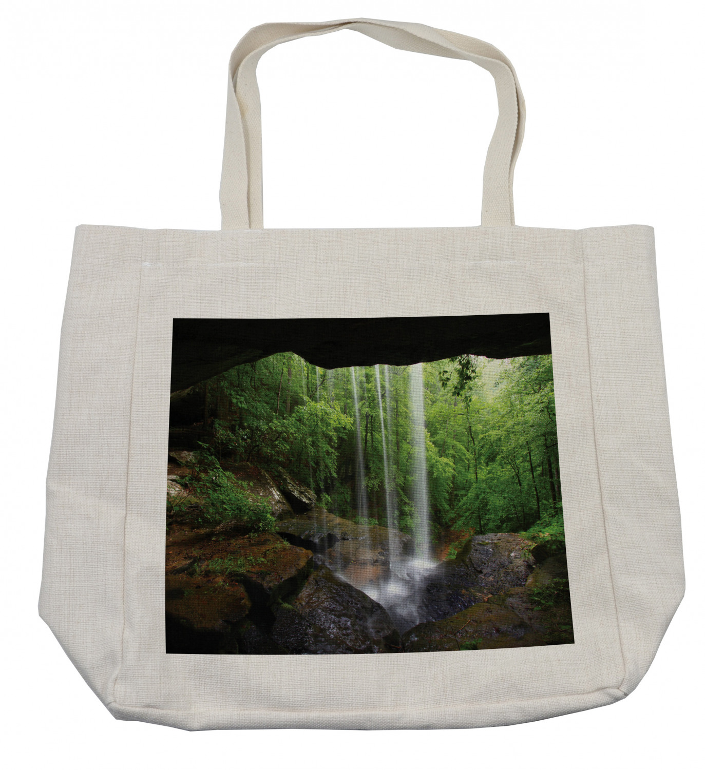 Natural Cave Shopping Bag, Still Waterfall in the Forest in Northern ...