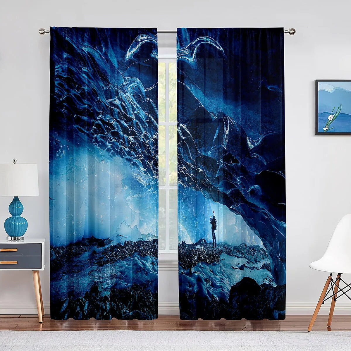 Natural Cave Tropical Ocean Tulle Curtains for Living Room Bedroom Home ...