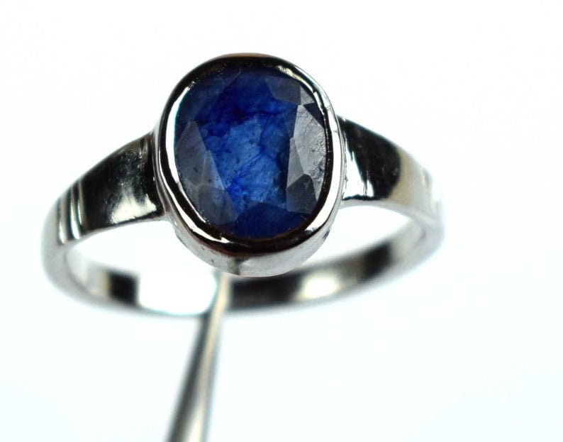 Natural Certified Blue Sapphire Rashi Ratan Astrological Purpose Ring ...