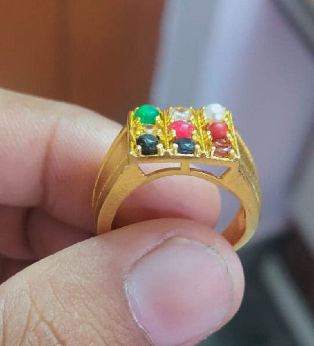 Natural Certified Handmade Men's Ring 925 Sterling Silver Navratan ...