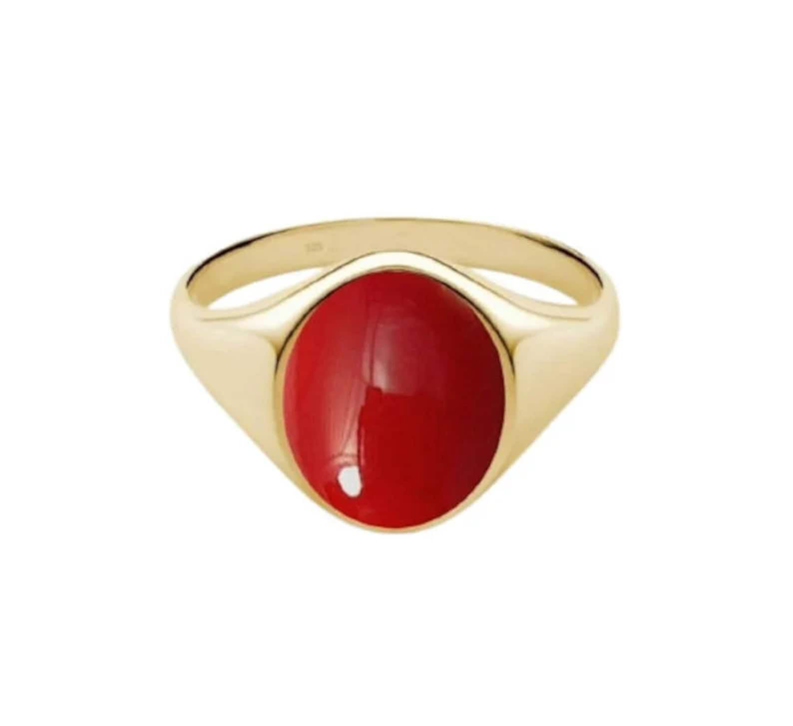 Natural Certified Red Coral Gemstone Moonga Astrological Ring 925 ...
