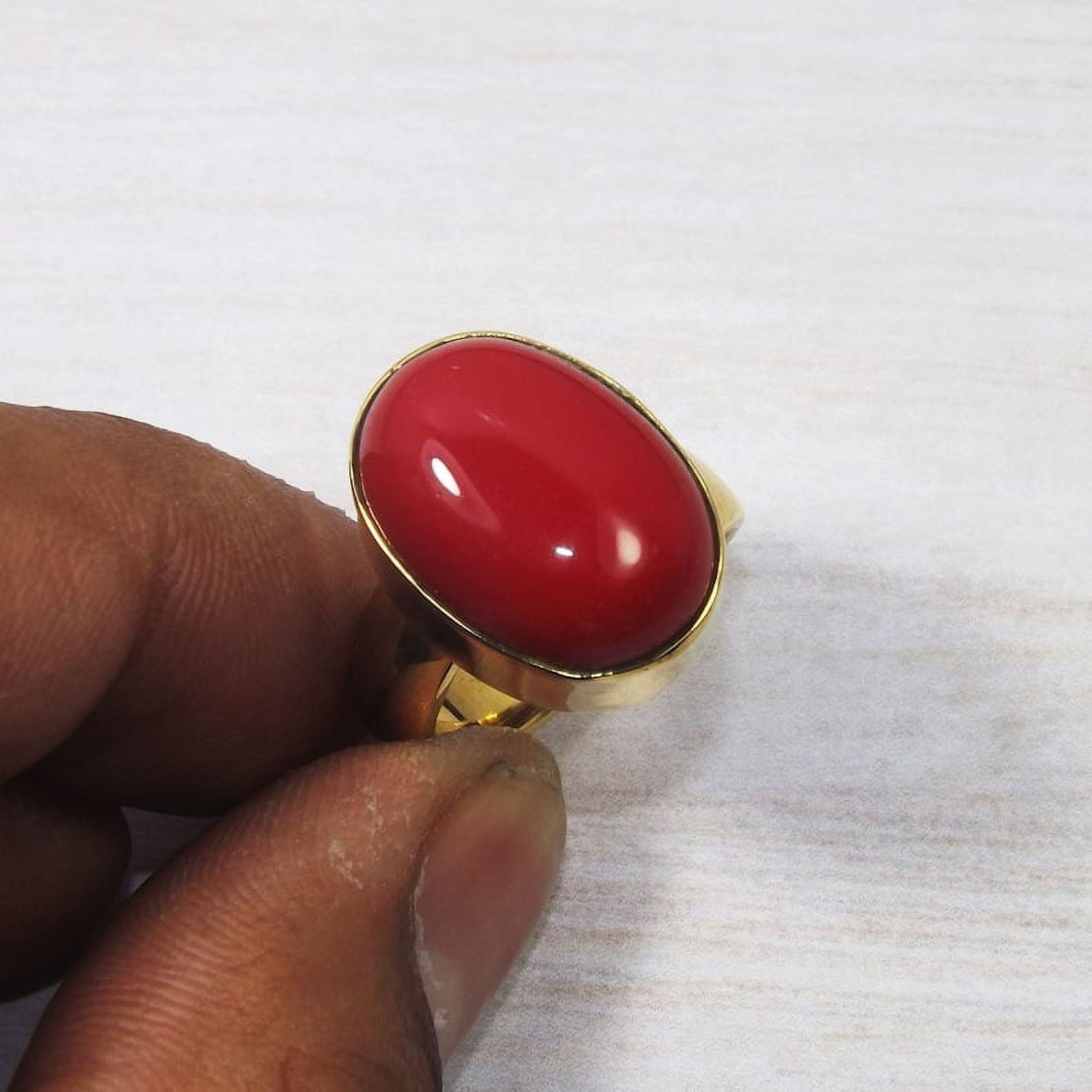 Natural Certified Red Coral Gemstone Moonga Astrological Ring 925 ...
