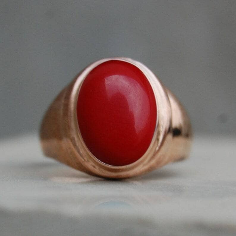 Natural Certified Red Coral Gemstone Moonga Astrological Ring 925 ...