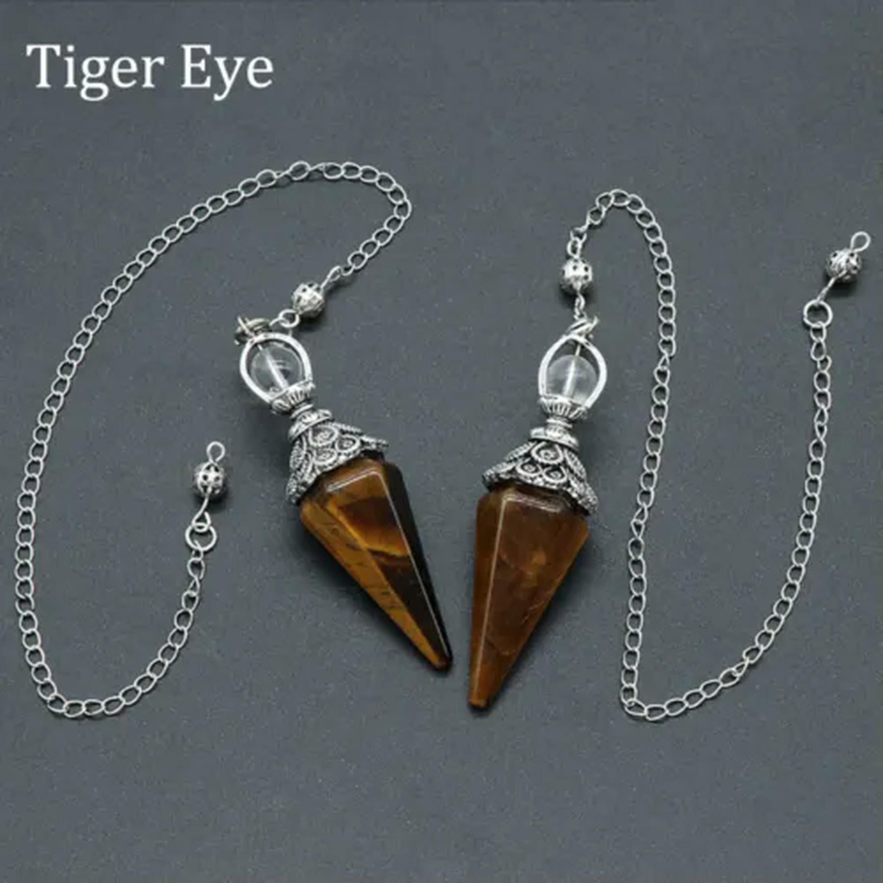 Natural Chakra Crystal Pendulum Hexagon Pyramid Chain Pendant ...