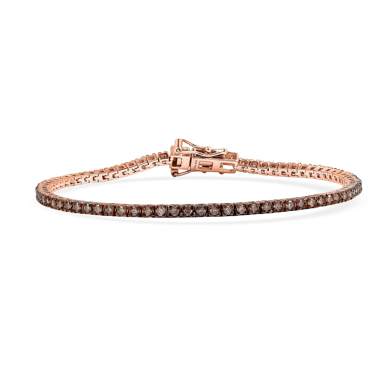 Natural Champagne Diamond 2.00 ctw Tennis Bracelet in 18K Vermeil Rose ...