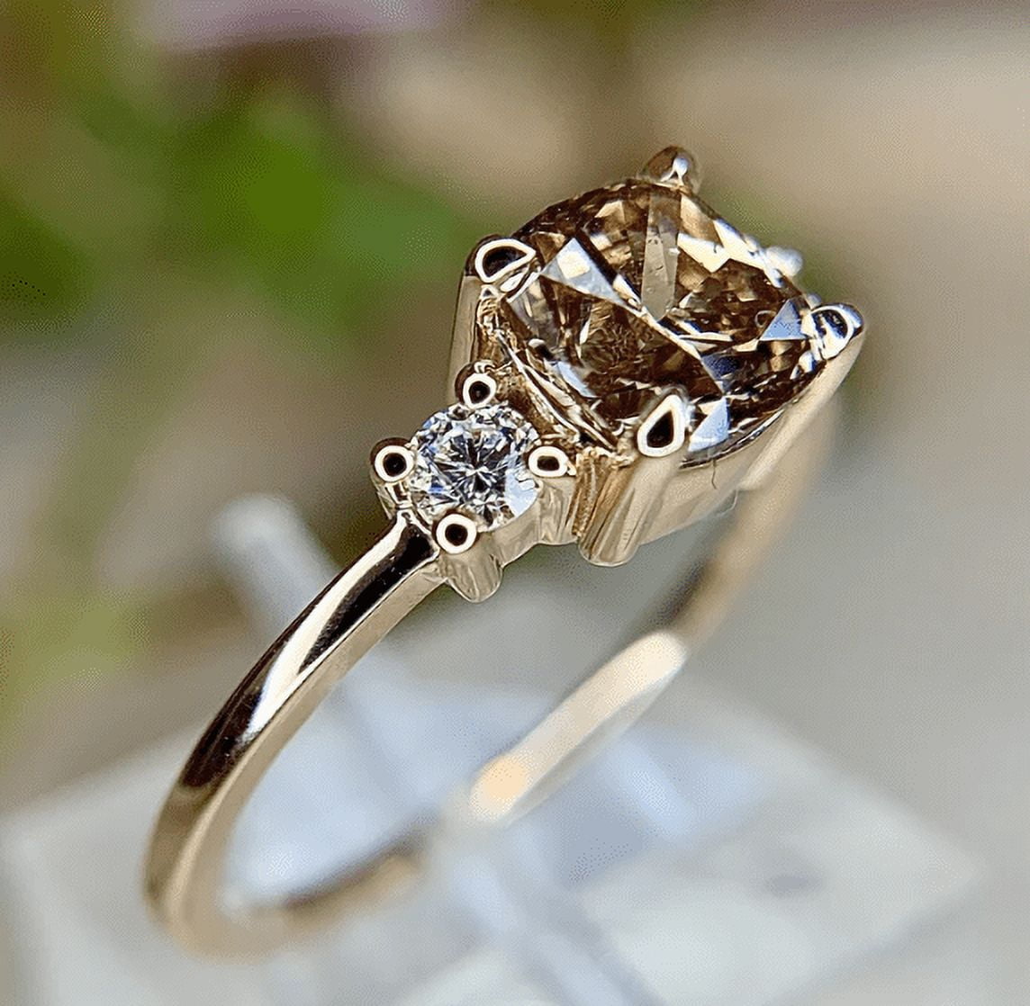 Natural Champagne Diamond Ring in 14k Rose Gold Finish - Proposal Ring ...