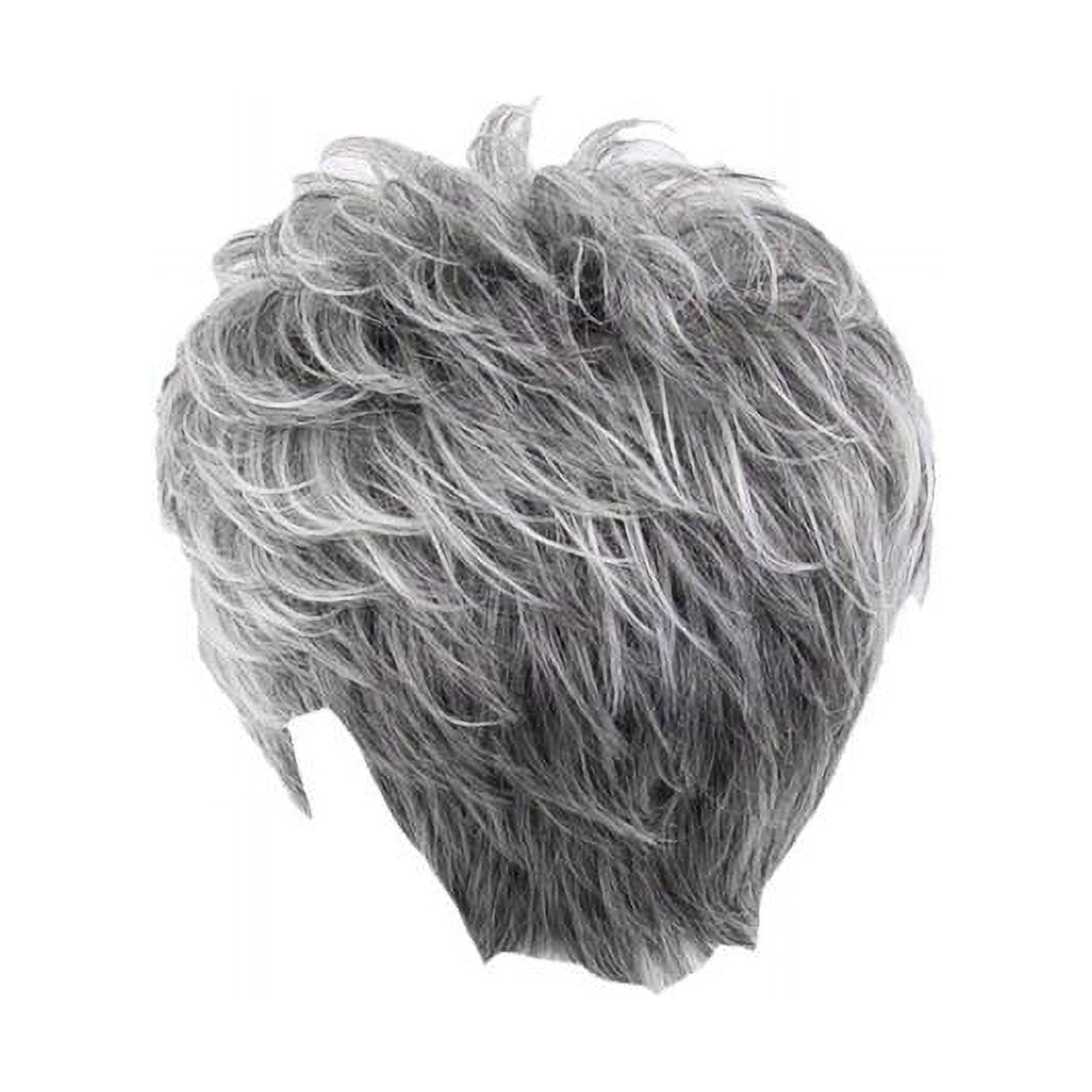 Natural Charming Women Human Hair Fluffy Short White Gray Full Head ...